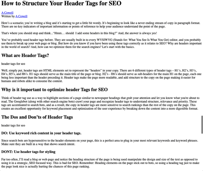 How to Structure Your Header Tags for SEO